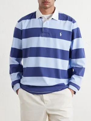 Polo Ralph Lauren Logo-embroidered Striped Cotton-jersey Polo Sweater