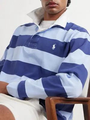Polo Ralph Lauren Logo-embroidered Striped Cotton-jersey Polo Sweater