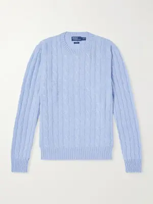 Polo Ralph Lauren Embroidered Cable-knit Cashmere Sweater
