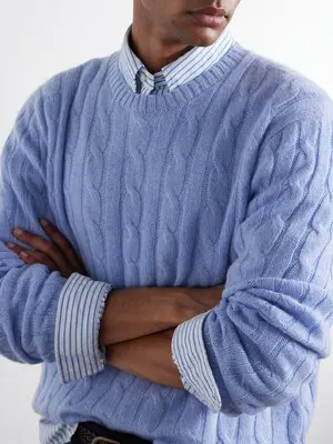 Polo Ralph Lauren Embroidered Cable-knit Cashmere Sweater