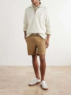 Polo Ralph Lauren Logo-embroidered Ribbed Cotton Half-zip Sweater