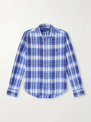 Polo Ralph Lauren Logo-embroidered Checked Linen Shirt