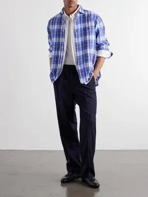 Polo Ralph Lauren Logo-embroidered Checked Linen Shirt