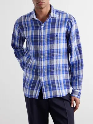 Polo Ralph Lauren Logo-embroidered Checked Linen Shirt