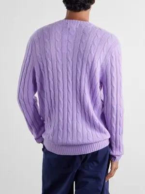 Polo Ralph Lauren Logo-embroidered Cable-knit Cashmere Sweater