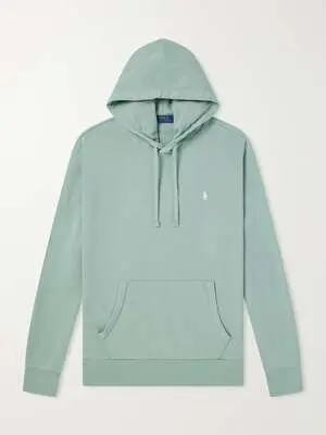 Polo Ralph Lauren Logo-embroidered Cotton-jersey Hoodie - Green