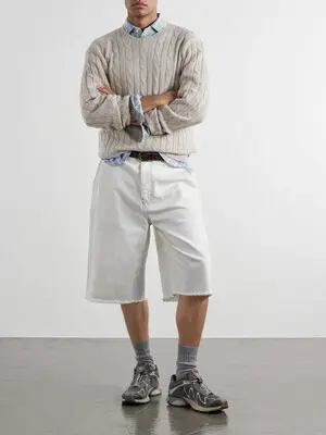 Polo Ralph Lauren Logo-embroidered Cable-knit Cashmere Sweater - Neutrals