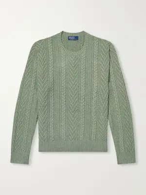 Polo Ralph Lauren Cable-knit Cotton And Linen-blend Sweater