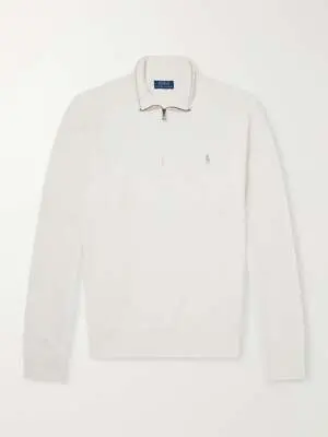 Polo Ralph Lauren Logo-embroidered Cotton Half-zip Sweater - White
