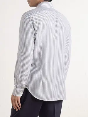 Eleventy Striped Lyocell And Cotton-blend Shirt