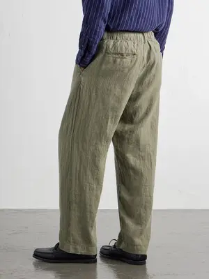 Polo Ralph Lauren The Lateef Straight-leg Pleated Linen Drawstring Trousers - Green