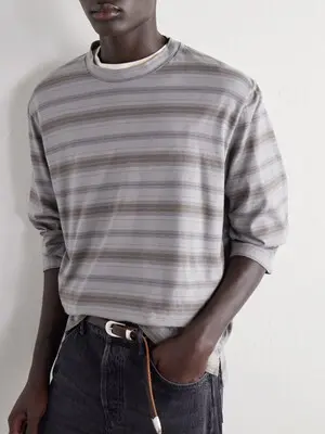 Our Legacy Striped Cotton-jersey T-shirt - Gray