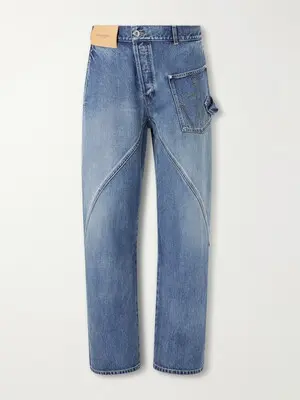 JW Anderson Twisted Logo-debossed Straight-leg Jeans - Blue