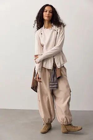 Free People Emerson Zip-up Cardigan With Ruffled Trim