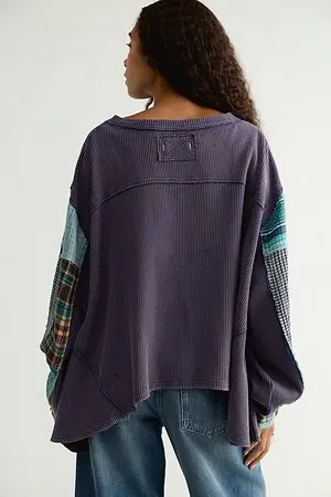 Free People We The Free Alston Long Sleeve Top - Navy Combo