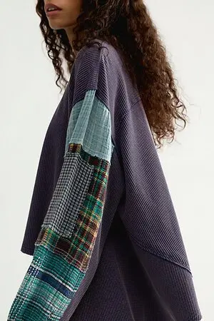 Free People We The Free Alston Long Sleeve Top - Navy Combo