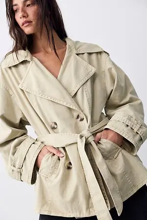 Free People We The Free Lantern Hooded Trench Jacket