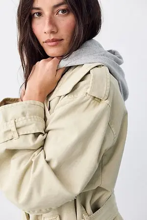 Free People We The Free Lantern Hooded Trench Jacket