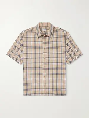 Burberry Checked Cotton-poplin Shirt - Neutrals