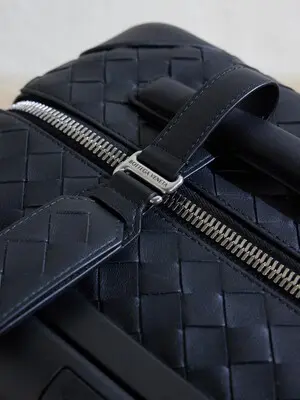 Bottega Veneta Odyssea Intrecciato Leather Suitcase - Black