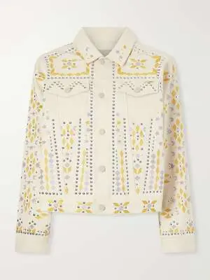 MOTHER The Bruiser Appliquéd Studded Denim Jacket