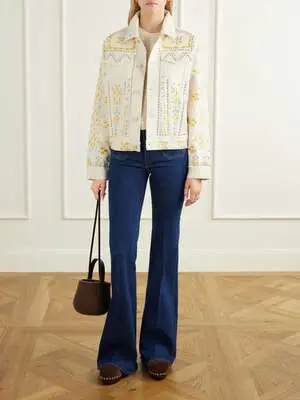 MOTHER The Bruiser Appliquéd Studded Denim Jacket