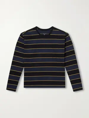 Rag & Bone Striped Cotton-jersey T-shirt - Blue