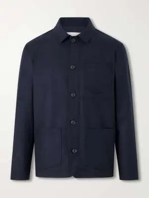 Altea Pablo Wool-blend Flannel Overshirt - Navy