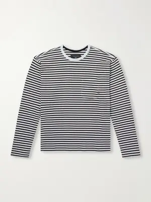 Rag & Bone Striped Cotton-jersey T-shirt - Blue