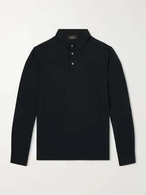 SLOWEAR Slim-fit Icecotton Piqué Polo Shirt - Black