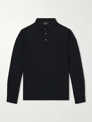 SLOWEAR Slim-fit Icecotton Piqué Polo Shirt - Black