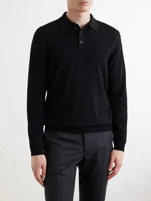 SLOWEAR Slim-fit Icecotton Piqué Polo Shirt - Black