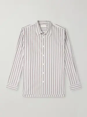 Dries Van Noten Croom Striped Cotton-poplin Shirt - Brown