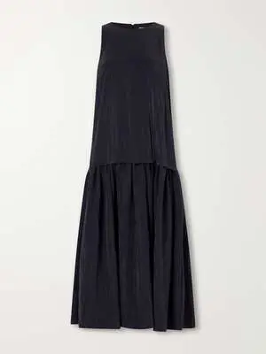 LA LIGNE Cornelia Pleated Crinkled Shell Midi Dress