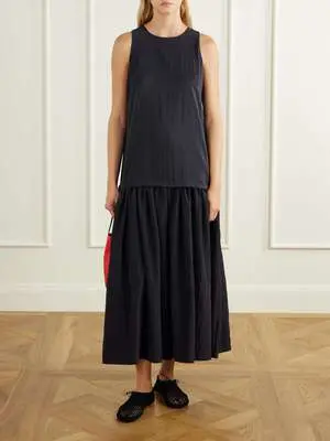 LA LIGNE Cornelia Pleated Crinkled Shell Midi Dress