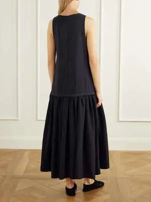 LA LIGNE Cornelia Pleated Crinkled Shell Midi Dress