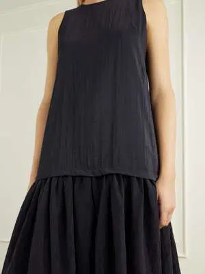 LA LIGNE Cornelia Pleated Crinkled Shell Midi Dress