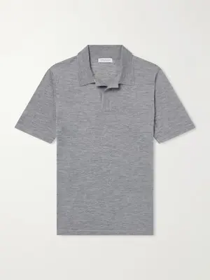 Gabriela Hearst Stendhal Cashmere And Silk-blend Polo Shirt - Gray