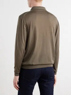 Kiton Wool Half-zip Polo Sweater - Brown