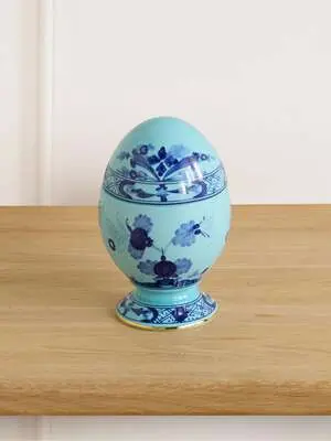 GINORI 1735 Oriente Italiano Iris Porcelain Egg Ornament