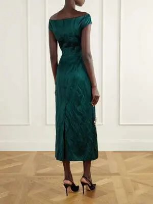 Erdem Floral-embroidered Satin Midi Dress