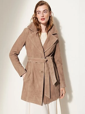 Overland Lydia Suede Leather Jacket With Detachable Tibetan Sheepskin Collar