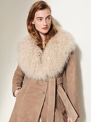 Overland Lydia Suede Leather Jacket With Detachable Tibetan Sheepskin Collar