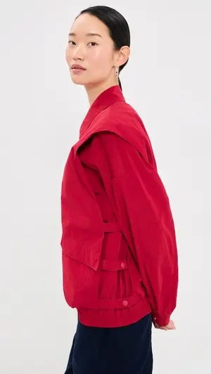 Tibi Fall Nylon Zip-up Bomber Jacket