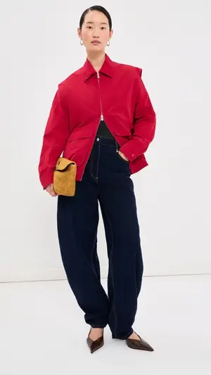 Tibi Fall Nylon Zip-up Bomber Jacket