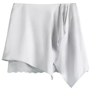 Acne Studios Inouki Shiny Satin Skirt With Lace Trim - Ice Blue