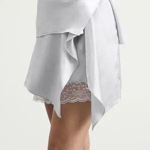 Acne Studios Inouki Shiny Satin Skirt With Lace Trim - Ice Blue