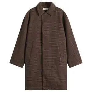 Universal Works Wool Tweed Mix Stan Coat - Navy/brown