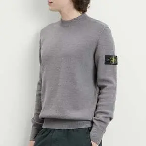 Stone Island Textured Stitch Jumper - Ash Grey