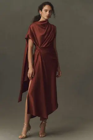DE LA VALI Lunessa Satin Midi Dress